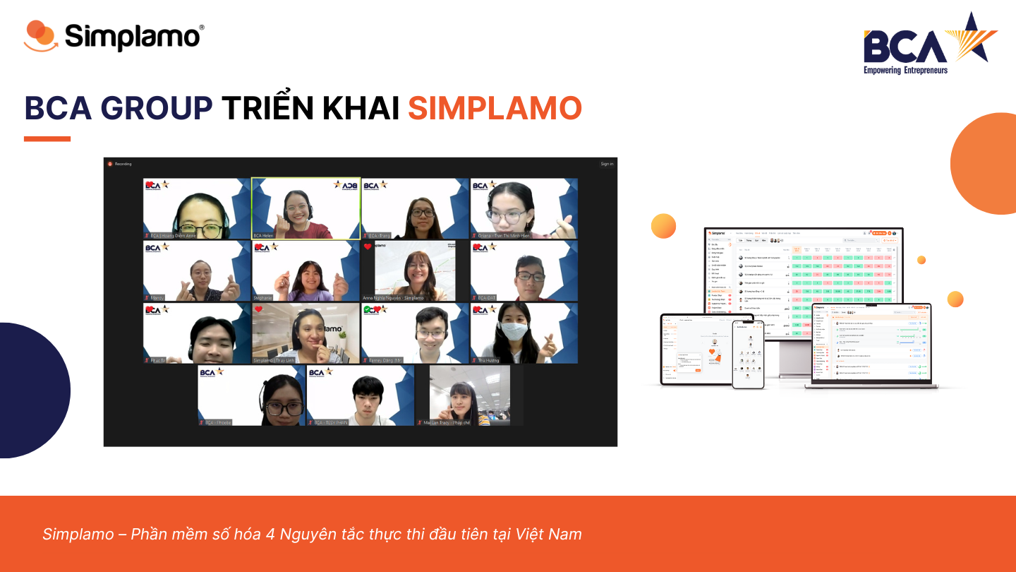 BCA Group ứng dụng 4DX, quản trị & thực thi Mục tiêu trên Simplamo - Simplamo®